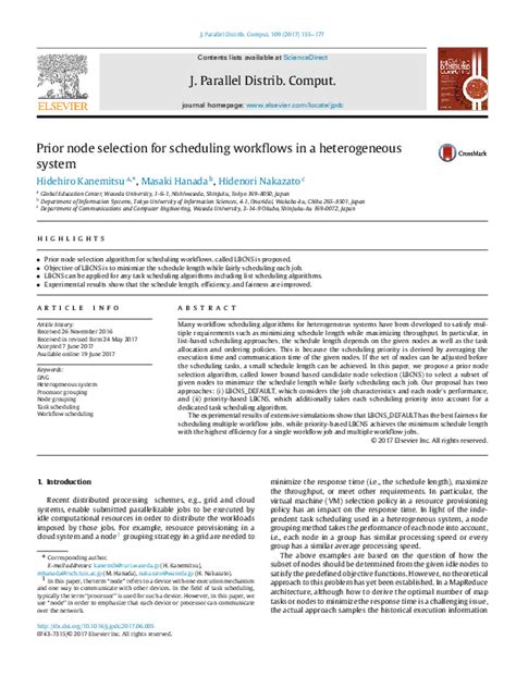 Pdf Prior Node Selection For Scheduling Workflows In A Heterogeneous