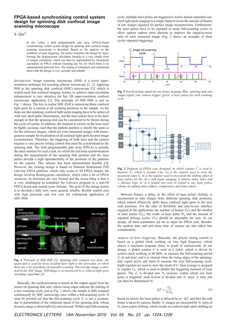 Fpga Based Synchronising Control System Design For Spinning Disk Confocal Image Scanning Microscope