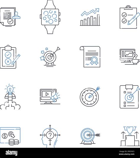 Company progress line icons collection. Advancement, Growth, Development, Success, Momentum ...