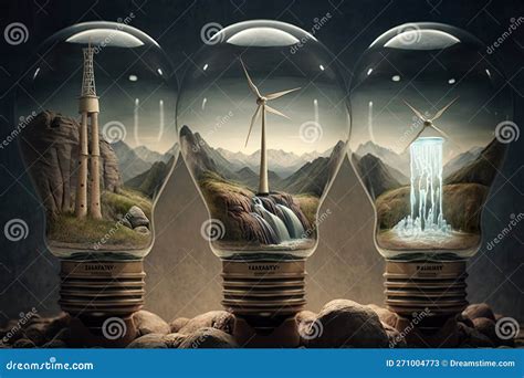 Immagine Concettuale Di Una Lampadina Con Energia Eolica Turbine