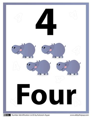 Number 4 Flashcard Free Printable Papercraft Templates