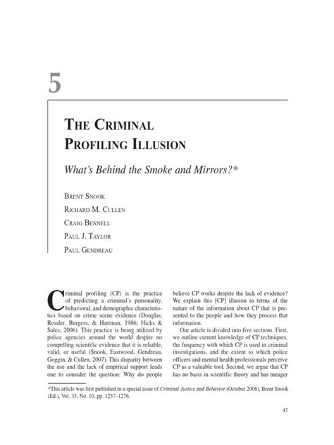 The Criminal Profiling Illusion Pdf Offender Profiling Crimes