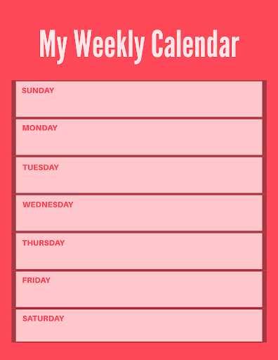 Free Monday Sunday Weekly Calendar Template For Efficient Planning