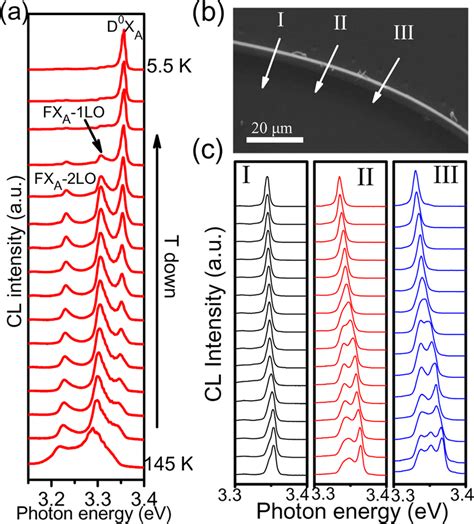 Temperature Dependent CL Spectra Of Strain Free ZnO Microwire And Line