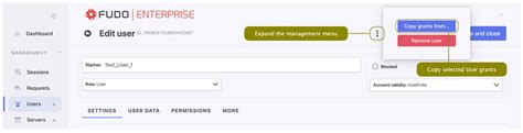 copying user grants — fudo enterprise 5 4 system documentation
