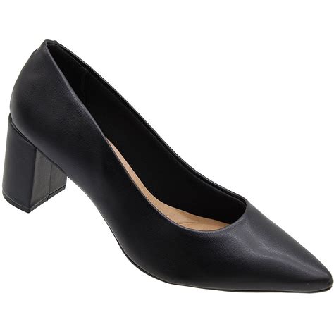 Scarpin Beira Rio Liso Bico Fino Salto Médio Grande Feminino