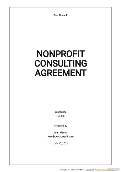 Nonprofit Consulting Agreement Template