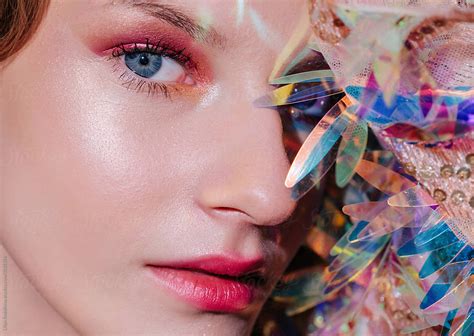 Androgynous Model With Bright Make Up By Stocksy Contributor Liliya