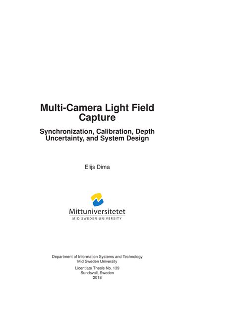 pdf multi camera light field capture synchronization calibration
