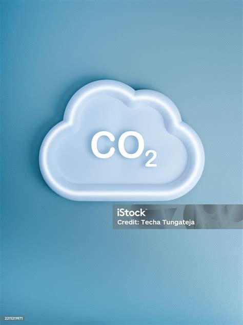 환경 지속 가능성 이산화탄소 순 제로 감소 기후 변화 개념 Co2 텍스트 아이콘 3d 흰 구름 모양 파란색 수직 배경 최소 스타일에 고립되어 있습니다 0에 대한 스톡 사진