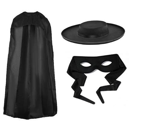 Buy Mega JumbleSale Adults Black Bandit Zorro Felt Hat Black Cape