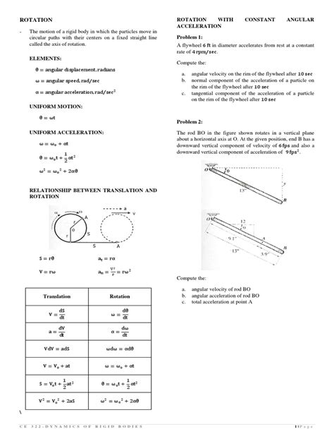 Rotation Rotation With Constant Angular Acceleration Problem 1 Pdf Rotation Around A Fixed