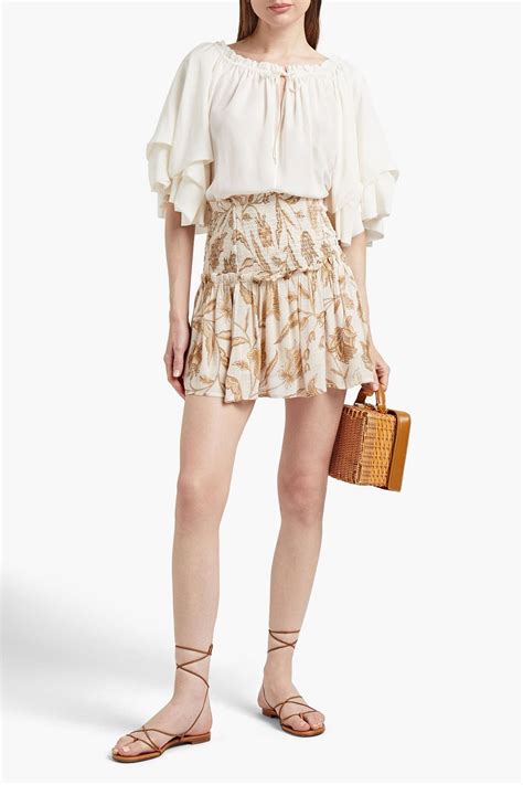 TIGERLILY Amyris Valdis Shirred Floral Print Seersucker Mini Skirt