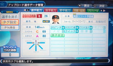128巨人 内海哲也2012 パワプロ2018 Senの日記