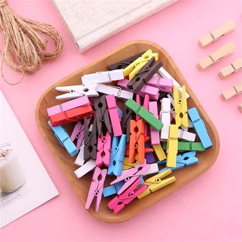 Badu Bg Цветни дървени щипки за фотохартия за дрехи щипки за дрехи занаятчийски щипки Dty