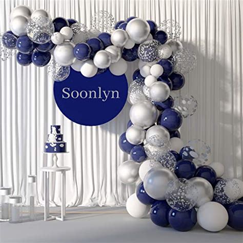 Soonlyn Blue Balloon Garland Arch Kit 120 Pcs 12 In Navy And Silver