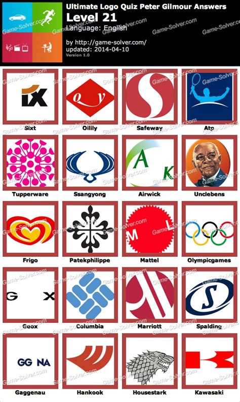 Ultimate Logo Quiz Peter Gilmour Level 21 • Game Solver