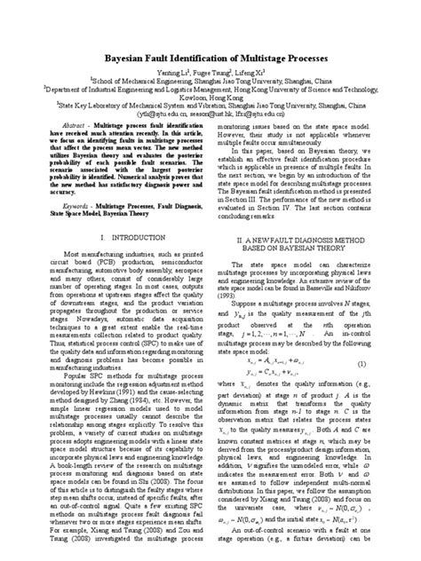 Bayesian Fault Identification Of Multistage Processes Pdf Bayesian Inference Statistics