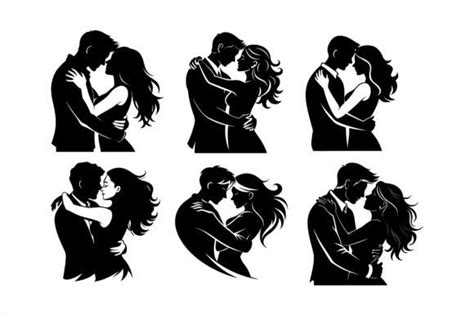 Passionate Couple Hug Silhouette Bundle Graphic By Mk Graphics Store