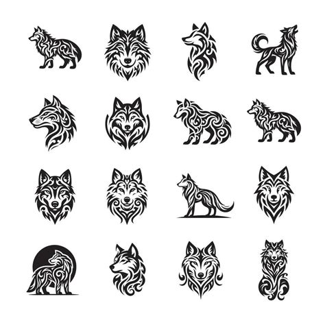 Wolf Tribal Tattoo Logo Icon Design Illustration 36437286 Vector Art At
