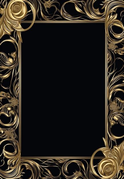 Premium Ai Image A Gold Frame With Swirly Scrolls And A Black Background Generative Ai