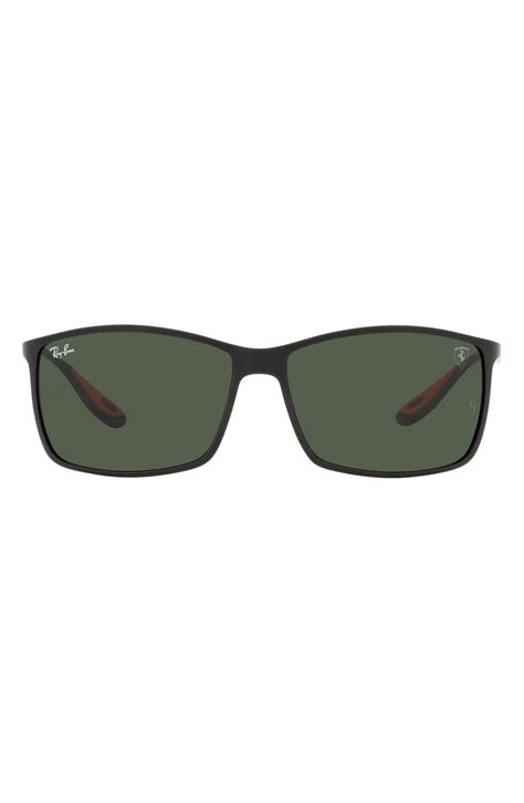 Ray Ban 60mm Rectangular Sunglasses Matte Black Editorialist