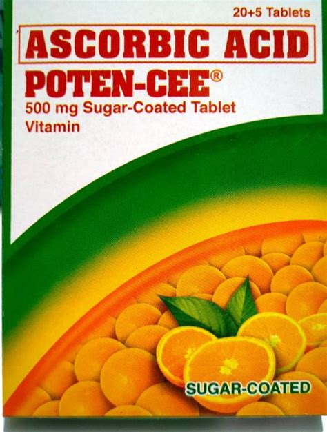 Poten Cee Ascorbic Acid 500mg Sugar Coated Vitamin C 25 Tablets Lazada Ph