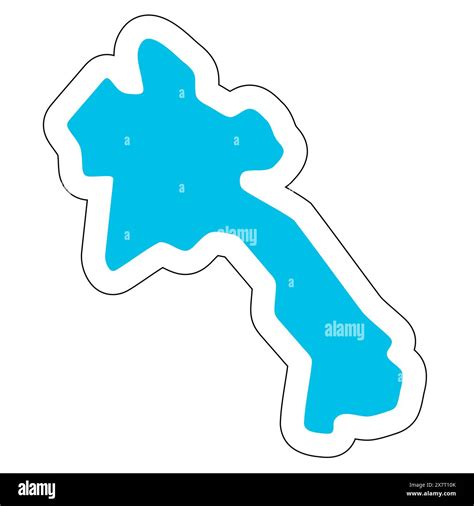 Laos Country Silhouette High Detailed Map Solid Blue Vector Sticker