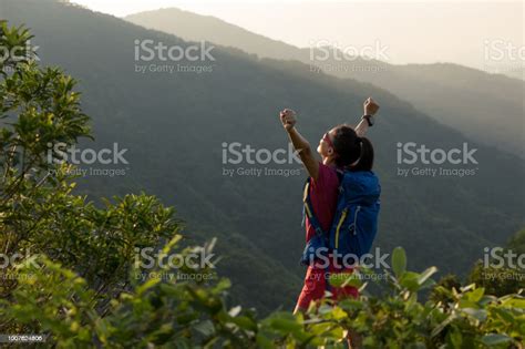 여름 일출 산 정상에 하이킹 하는 성공적인 등산객 건강한 생활방식에 대한 스톡 사진 및 기타 이미지 건강한 생활방식 높은