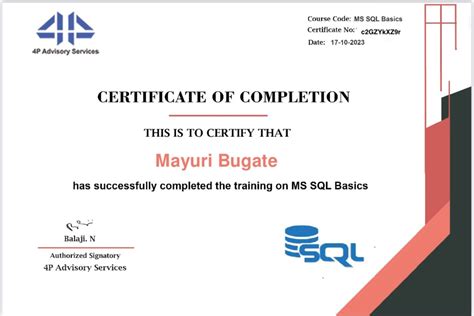 Mayuri Bugate On Linkedin Sqlcertification Dataanalysis Continuouslearning