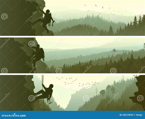 登山家集合水平的横幅 向量例证 插画 包括有 占领 挑运 男人 登山人 例证 设备 横向 有薄雾 44315949