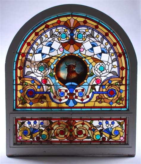 Antique Arched Stained Glass And Jeweled Window Sep 06 2014 John