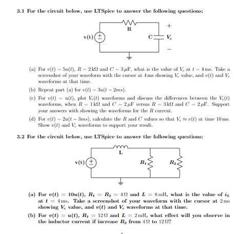 Solved 3 1 For The Circuit Below Use LTSpice To Answer The Chegg