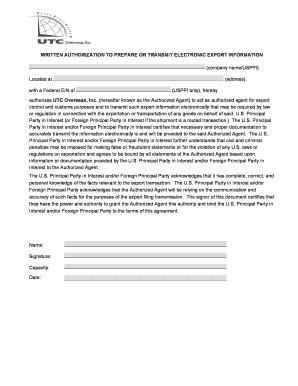 Fillable Online Export Authorization Fax Email Print PdfFiller