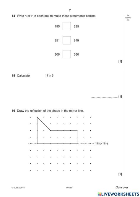 Mathematics Stage 3 Paper 1 Online Exercise For Live Worksheets