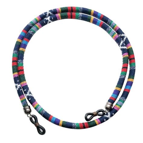 Eye Glasses String Holder Strap Blue Striped Traditional Design