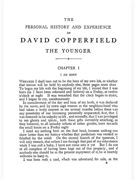 High Resolution David Copperfield Charles Dickens First Page Poster