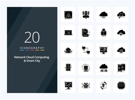 20 Network Cloud Computing And Smart City Solid Glyph Icon For Presentation 16089303 Vector Art