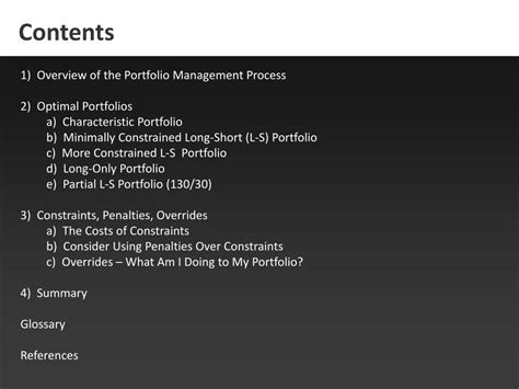 PPT Portfolio Optimization Some Practical Considerations PowerPoint Presentation ID