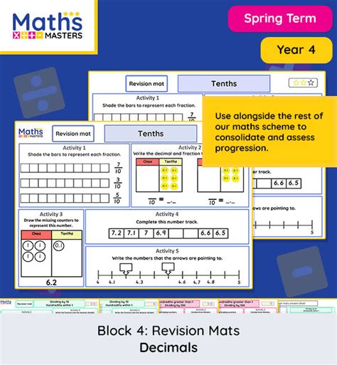 Boost Learning Year 4 Decimals Spring Block 4 Revision Mats Resource Pack