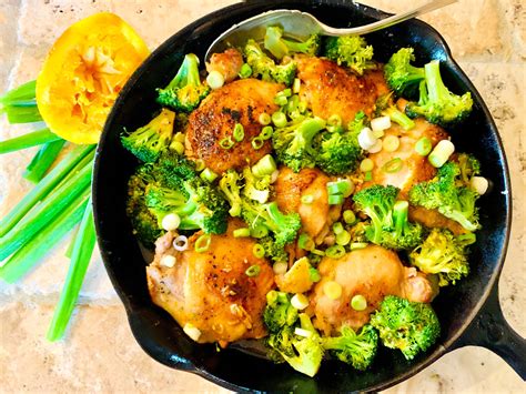 Skillet Orange Chicken Thighs And Broccoli Recipe Live Love