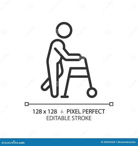 Walker Assistance Linear Icon Stock Vector Illustration Of Disorder Concept 309681838