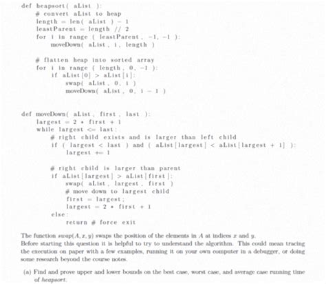 Solved Def Heapsort Alist Convert Alist To Heap Length