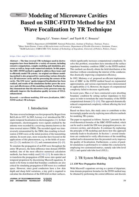 Pdf Modeling Of Microwave Cavities Based On Sibc Fdtd Method For Em