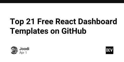Top 21 Free React Dashboard Templates On Github Dev Community