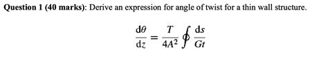 Solved Question 1 40 Marks Derive An Expression For Angle