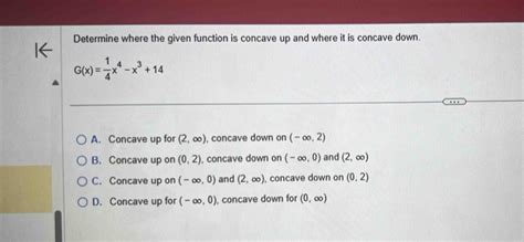 solved determine where the given function is concave up and where it
