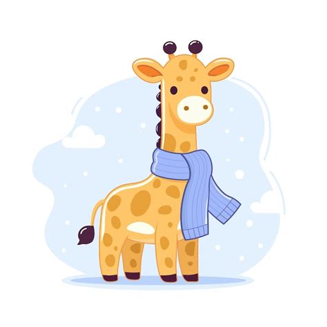 Premium Vector Giraffe Cartoon Character With Scarf