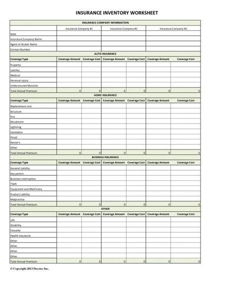 Commercial Insurance Coverage Comparison Template
