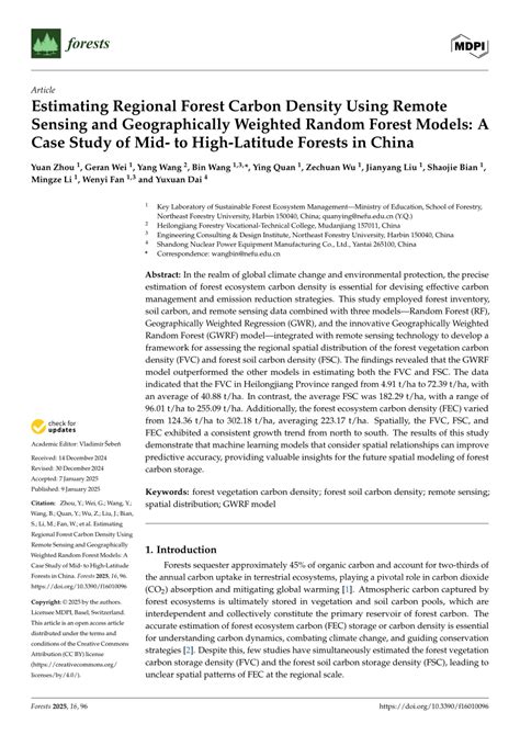 Pdf Estimating Regional Forest Carbon Density Using Remote Sensing